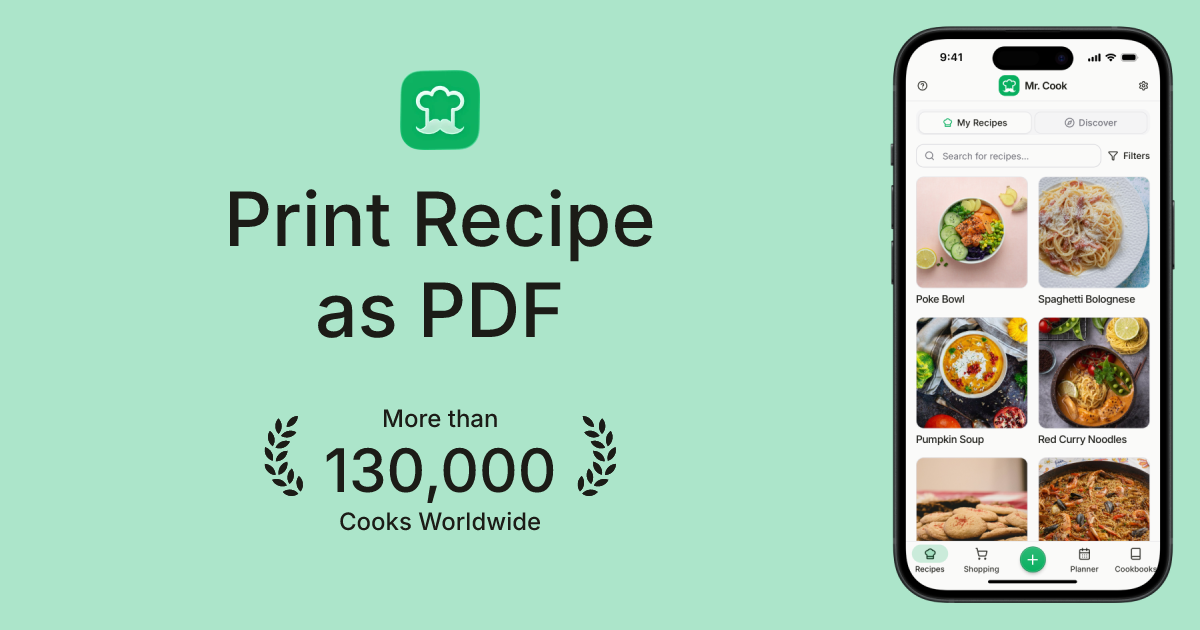 Print Recipe as PDF - 100% free! - Mr. Cook